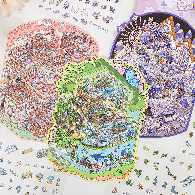 Paper Trace Miniature Landscape Stickers Zoo Small Class Day and Night ...